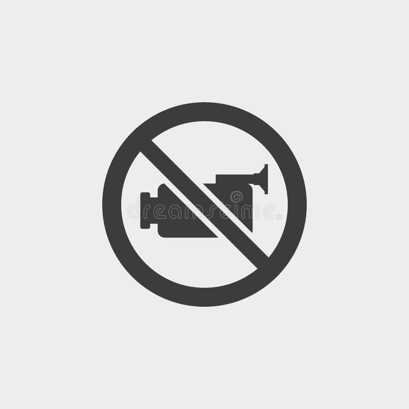No Video Icon in a Flat Design in Black Color. Vector Illustration ...