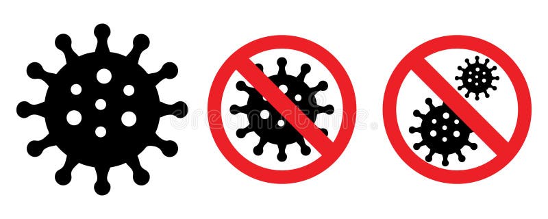 No Virus Allowed, Warning Sign Icons for Hygiene Vector Symbol Stock ...