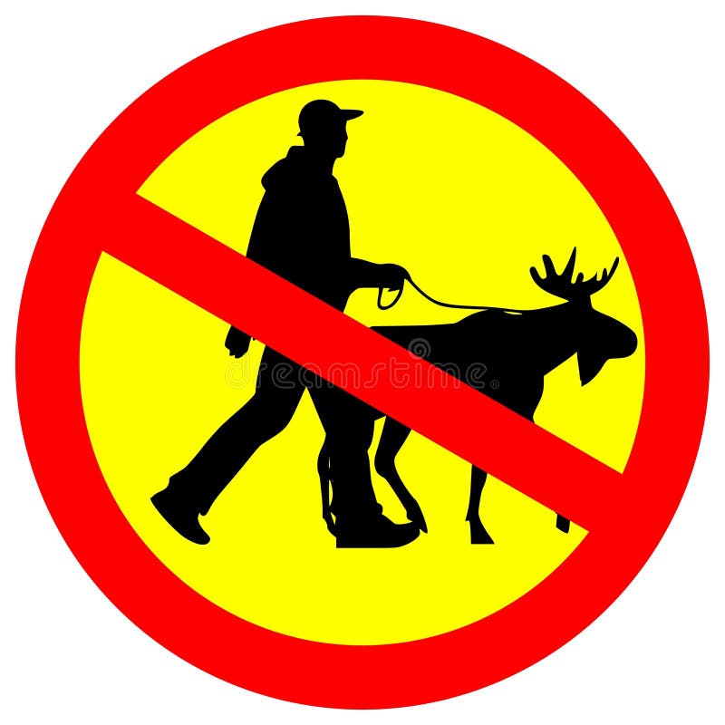 No Walking Pet Moose Warning Sign Vector Graphical Stock Illustration ...