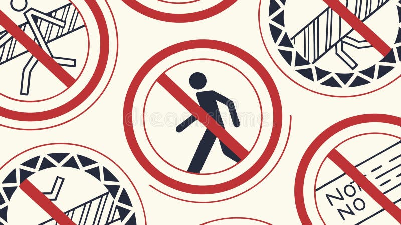 No Walking Sign with Visual Traffic with No Access Vector Design ...