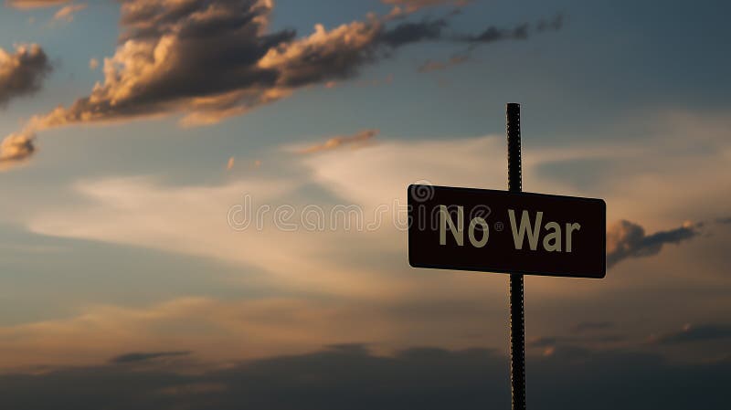 No War Sign Against a Dramatic Sunset Sky Stock Illustration ...