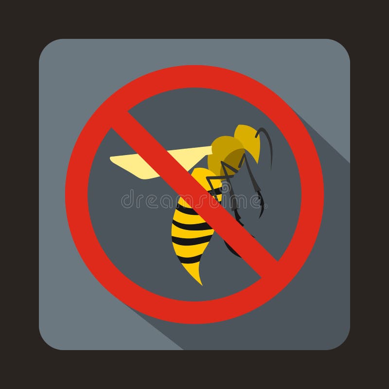 No Wasp Sign Icon, Flat Style Stock Vector - Illustration of biology ...