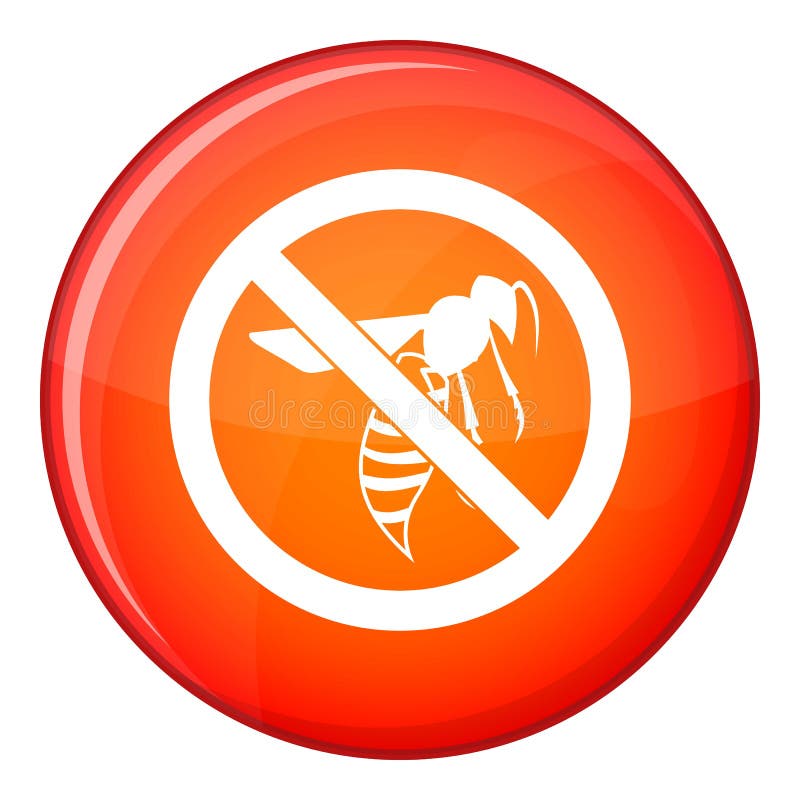No Wasp Sign Icon, Flat Style Stock Vector - Illustration of insect ...