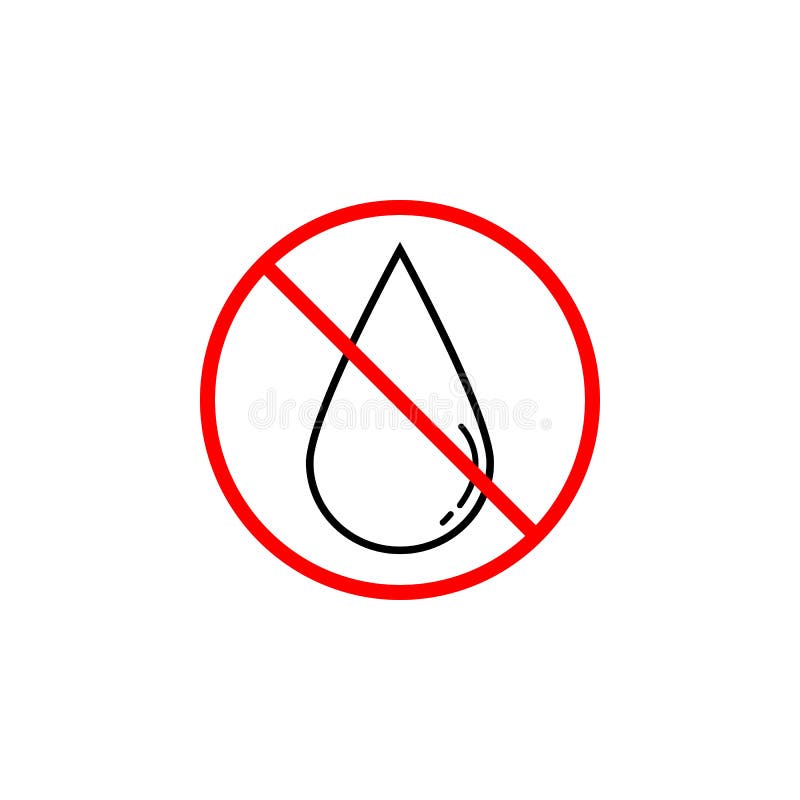 No Water Drop Line Icon, Prohibition Sign, Stock Vector - Illustration ...