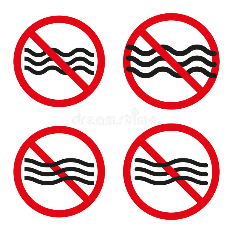No Waves Icon. Prohibition Symbol. Warning Sign Icon. Vector ...