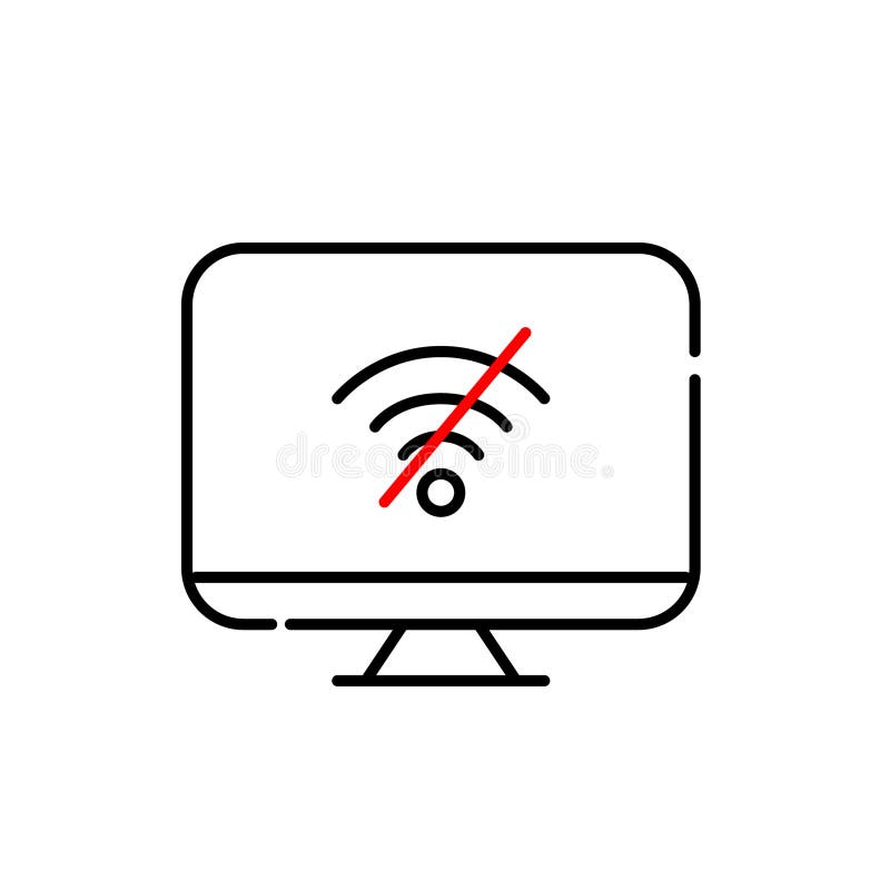 No Wifi. No Internet Connection on Desktop Computer Stock Vector ...