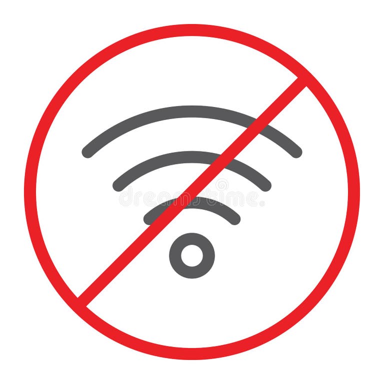 No Wifi Line Icon, Prohibited and Ban, Internet Forbidden Sign, Vector ...