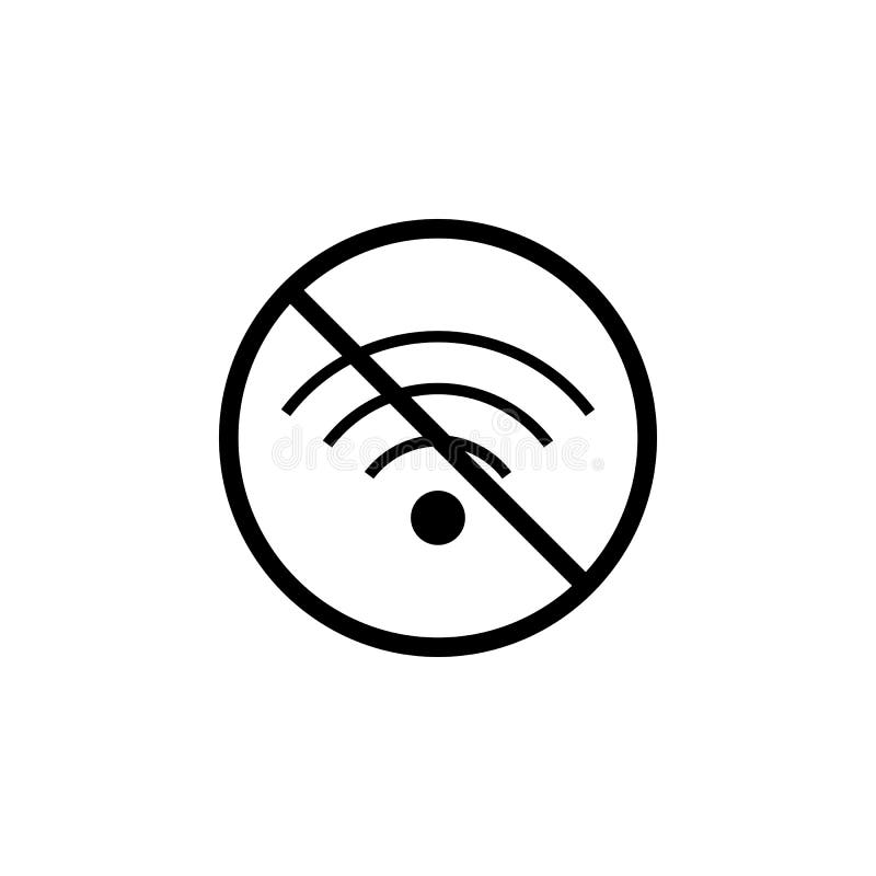 No Wifi Line Icon, Prohibited and Ban, Internet Forbidden Sign, Vector ...