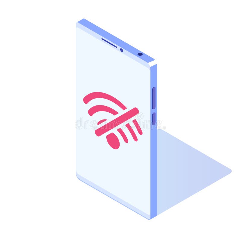 No Wifi on Smartphone Vector Isometric Icon. Bad Internet Connection ...