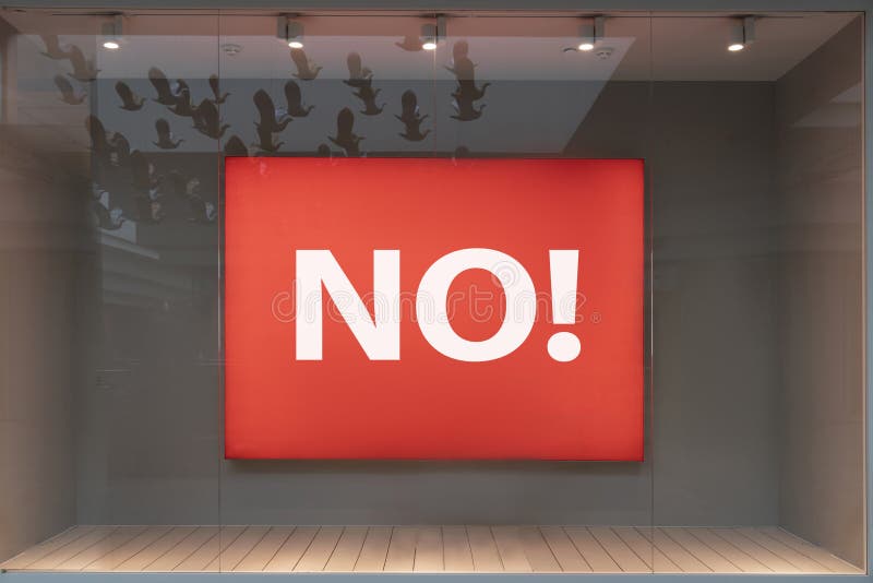 No - the Word of Refusal on the Red Banner Billboard. Sharp Refusal ...