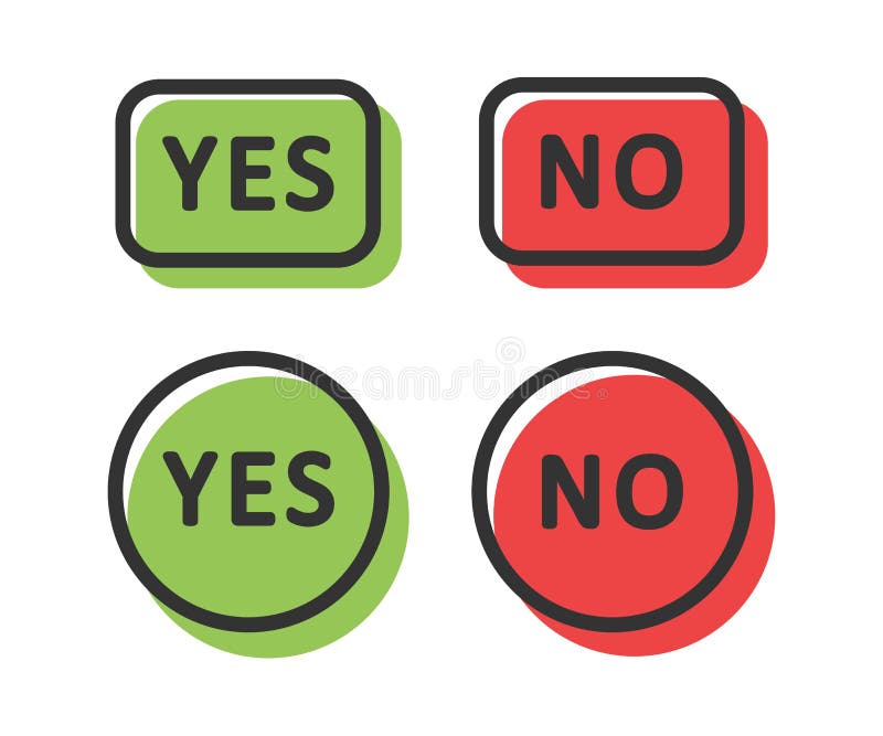 No and Yes Icon. Povitive and Negative Choise Symbol. Sign App Button ...