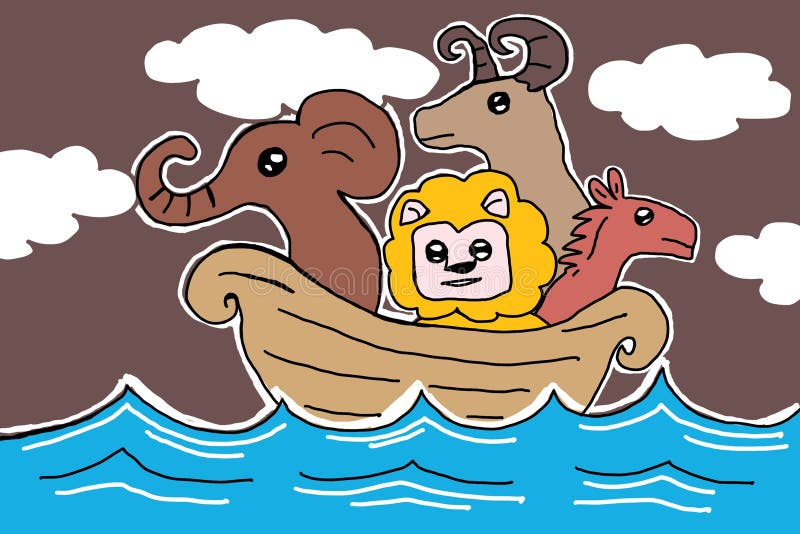 Noah ark hand draw stock illustration. Illustration of noah - 264707274