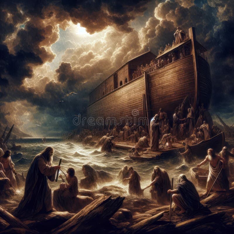 Noah getting the ark built stock illustration. Illustration of text ...