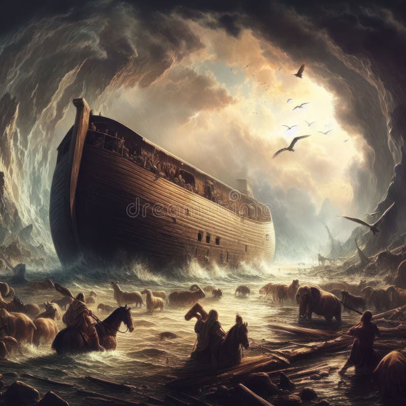 Noah S Ark during the Flood. Stock Illustration - Illustration of ...