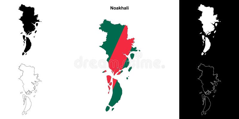 Noakhali outline map stock vector. Illustration of icon - 357724510