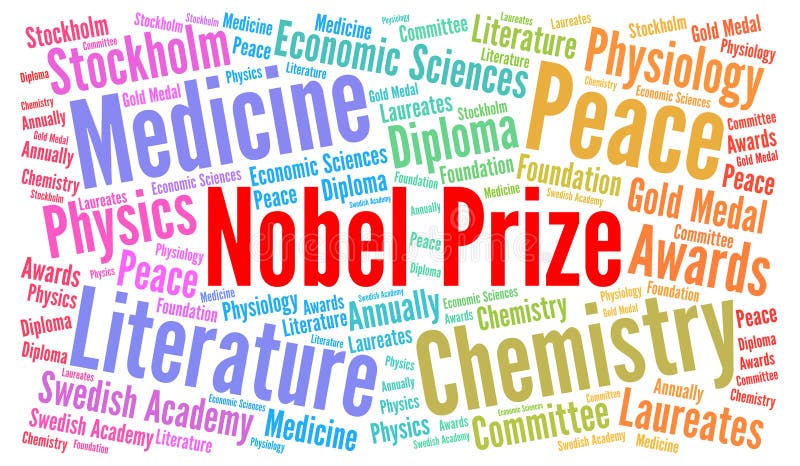 Nobel prize word cloud stock illustration. Illustration of committee ...