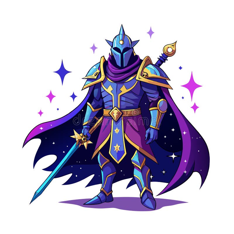 Noble Celestial Knight Powerful Character Design Stock Vector ...