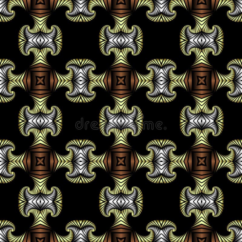 Noble Seamless Pattern with Golden, Silver and Bronze Decorative ...