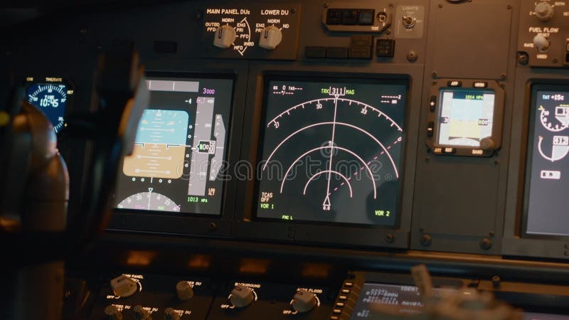 Airplane Cockpit with Flying Command on Control Panel Stock Video ...