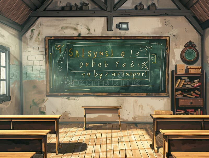 Nobody School Class Room Interior with Blackboard. by Generative Ai ...