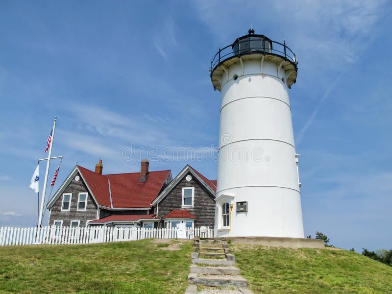 Nobska Lighthouse in Cape Cod, Massachusetts. Stock Photo - Image of ...