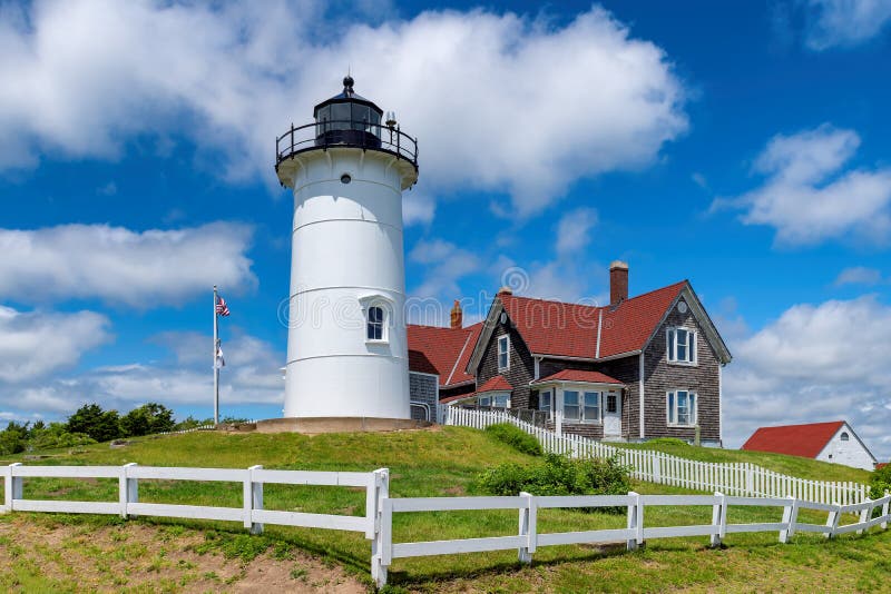 Nobska Point Lighthouse in Cape Cod Massachusetts, USA Stock Photo ...