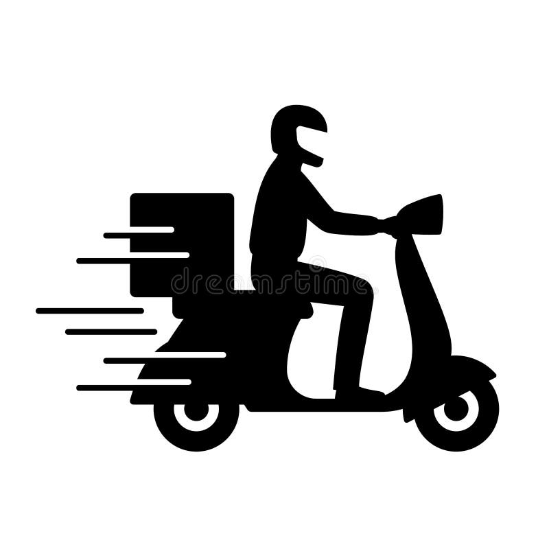 Delivery Man Riding Motorcycle Icon Symbol, Send Order Package To ...
