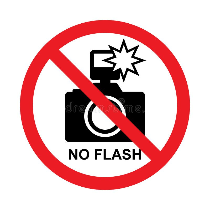 No Flash Photography Sign, Prohibition Symbol Sticker for Area Places ...