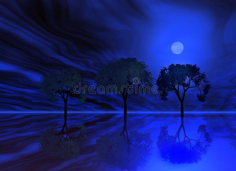 Paisaje azul de la noche imagen de archivo. Imagen de cubo - 107786925