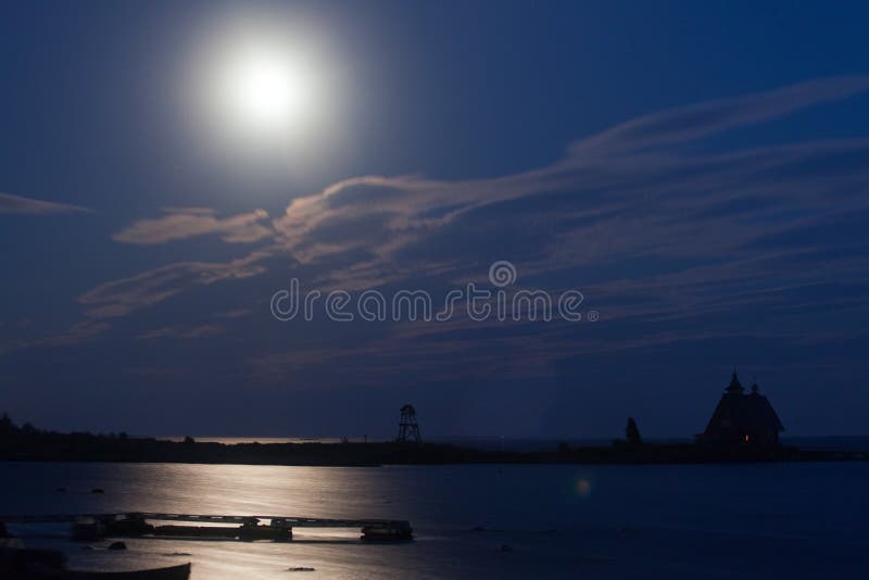Noche en el mar blanco foto de archivo. Imagen de ruso - 11959264