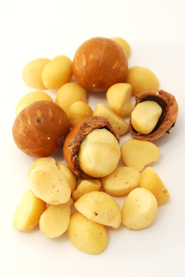 Noci Di Noce Di Macadamia Isolate Fotografia Stock - Immagine di dieta ...