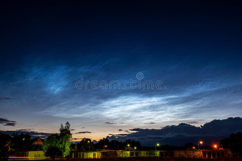 Noctilucent Clouds from Poland Stock Photo - Image of tenuous, earth ...