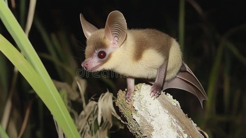 Nocturnal Bat Perched on Branch, Swamp, Night Stock Photo - Image of ...