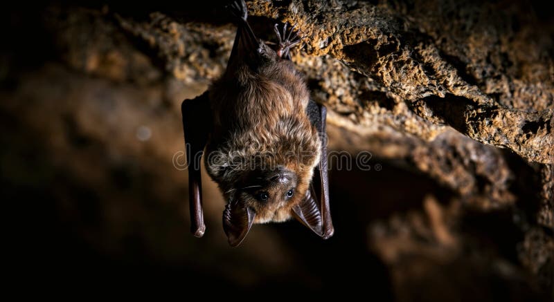 Nocturnal Bat Resting in Dark Cave Stock Illustration - Illustration of ...