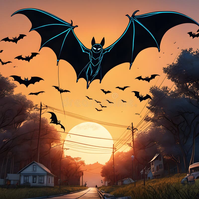 Nocturnal Bats Flutter, AI-Images Stock Illustration - Illustration of ...