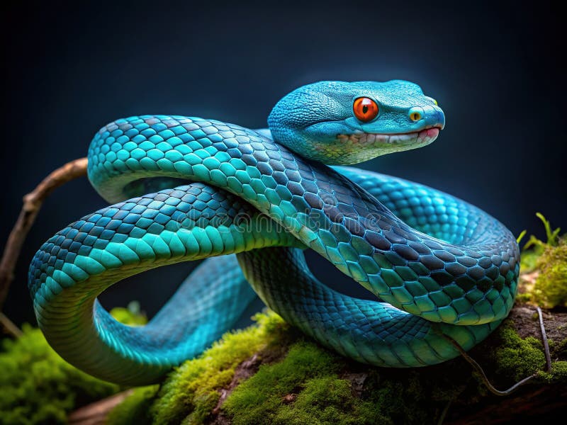 Nocturnal Beauty a CloseUp of a Stunning Blue Poisonous Snake ...