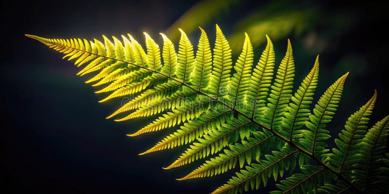 Nocturnal Bracken Fern Triangular Fronds Illuminated in Dramatic ...