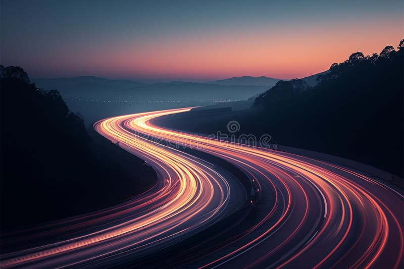 Nocturnal Highways Car Light Trails Create a Mesmerizing Road Glow ...