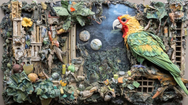 Nocturnal Parrot Amidst a Sea of Plastic Waste: a Collage of ...