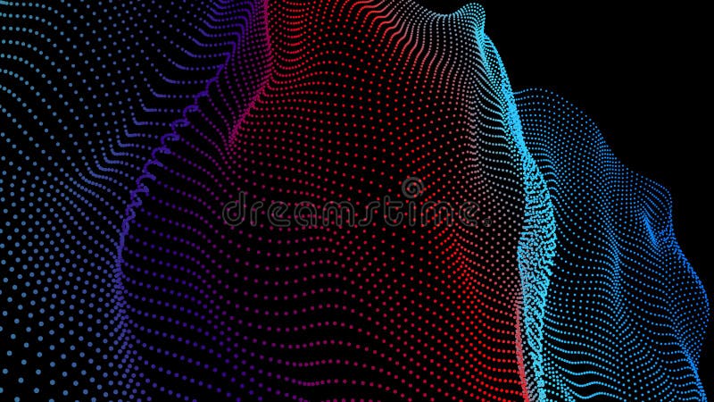 Node 3d Data Array Dots Organized To Network Data Flow Deep Big Surface Nodes As Mesh Grid