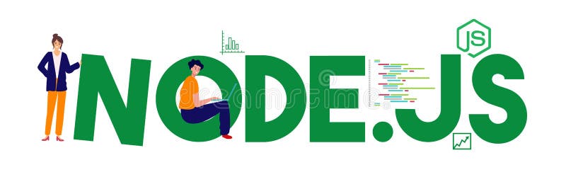Node Js Framework Javascript Programming Language Flat Design Illustration Stock Vector