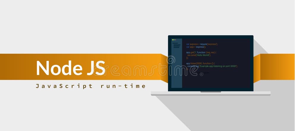Node JS Javascript Run-time Programming Language with Script Code on ...