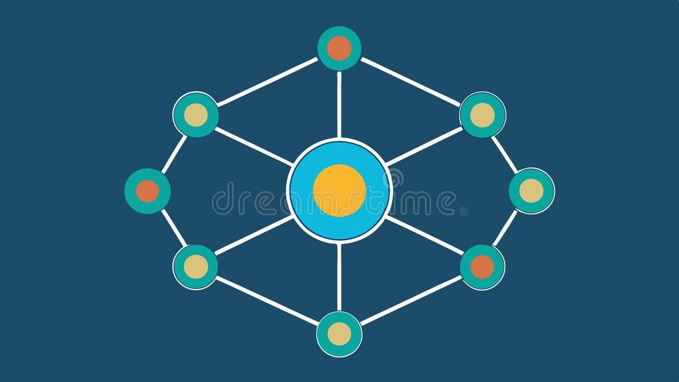 Node Network a Series of Circles Connected by Lines with One Central ...
