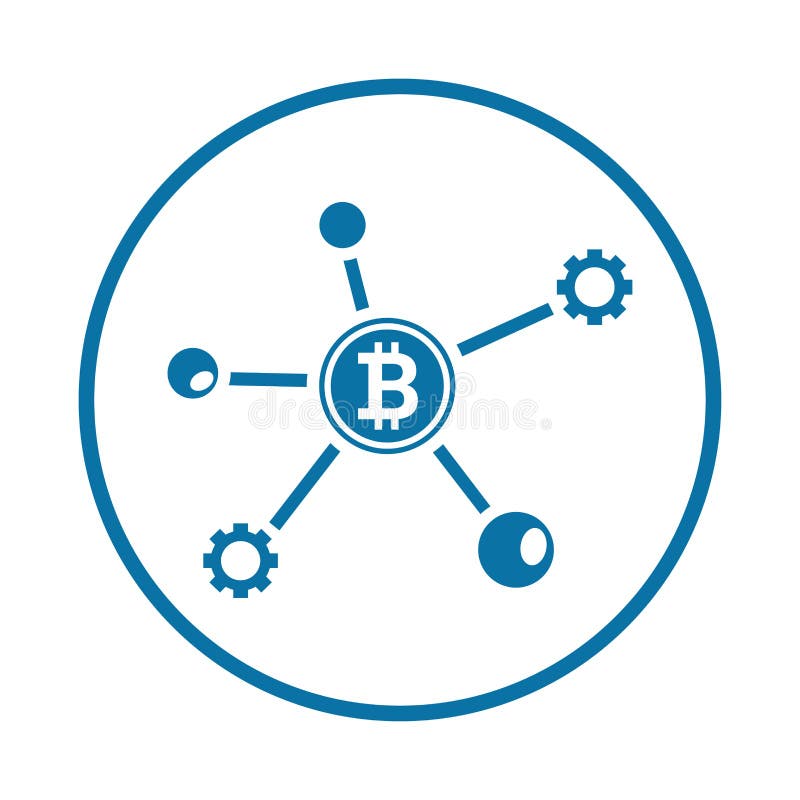 Nodes, Bitcoin, Coin, Cryptocurrency Icon. Blue Vector Sketch. Stock ...