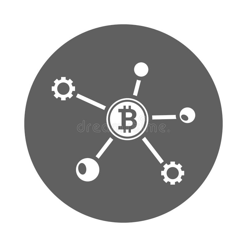 Nodes, Bitcoin, Coin, Cryptocurrency Icon. Gray Vector Sketch. Stock ...