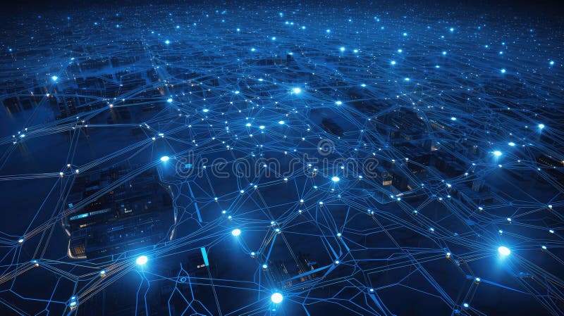 Nodes blue connections stock illustration. Illustration of nodes ...