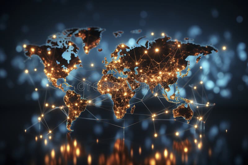 Nodes Connecting World, Created with Generative AI Stock Illustration ...