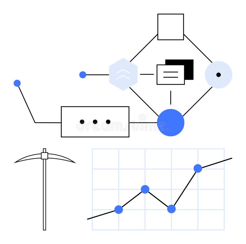 Data Mining Process with Graph Analysis and Blockchain Network Connections Stock Illustration ...