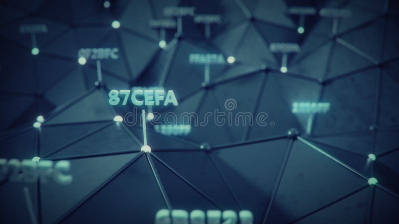 Nodes With Hexadecimal Code Marks 3d Rendering Illustration Stock Illustration Illustration Of