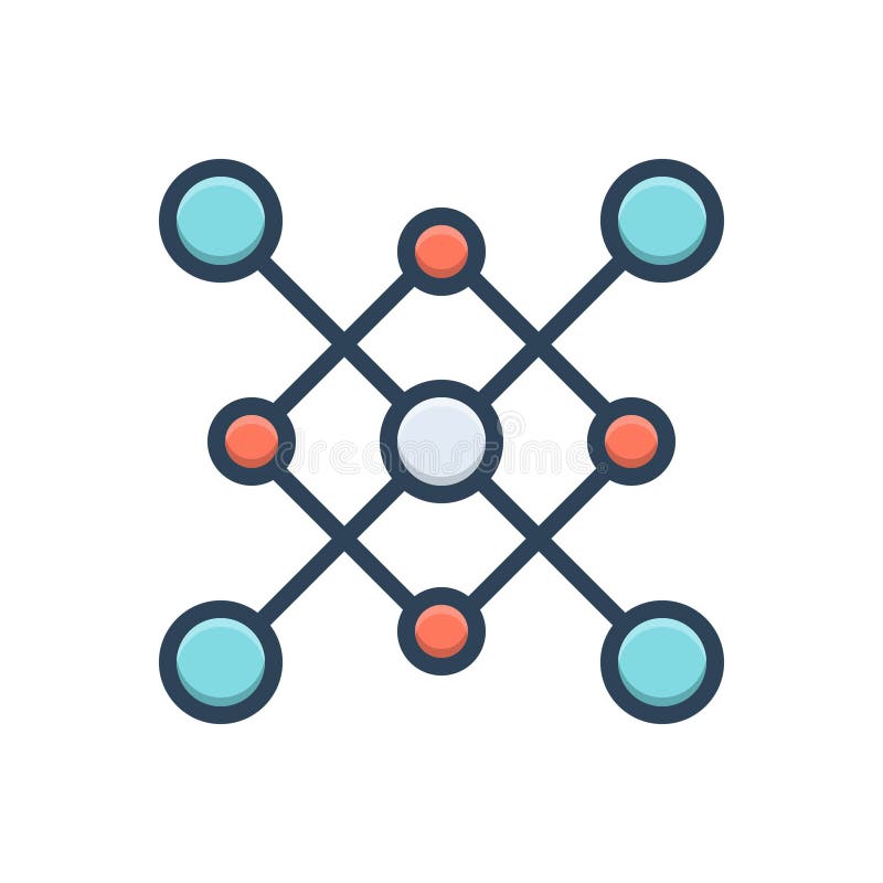 Color Illustration Icon for Nodes, Branching and Grid Stock ...